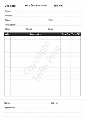 Vehicle Maintenance Job Card A4 (Custom)